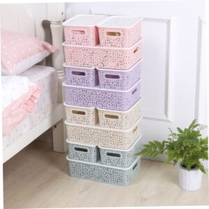 COHEALI 2pcs Box small plastic baskets plastic basket tray stackable organizer bins hollow clothes storage bins stackable basket stackable storage bins household purple drawer box