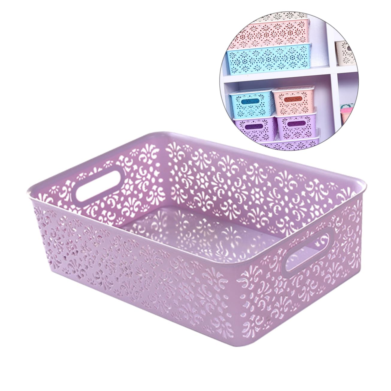 COHEALI 2pcs Box small plastic baskets plastic basket tray stackable organizer bins hollow clothes storage bins stackable basket stackable storage bins household purple drawer box