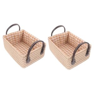 ibasenice 2pcs storage basket clothes storage seagrass woven toy basket open storage bin toy storage container wood basket woven storage bins household clothes basket storage box pp wardrobe