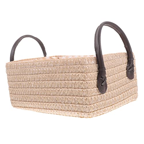 ibasenice 2pcs Storage Basket Clothes Storage Seagrass Woven Toy Basket Open Storage Bin Toy Storage Container Wood Basket Woven Storage Bins Household Clothes Basket Storage Box Pp Wardrobe