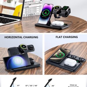 Wireless Charger for iPhone and Samsung Multiple Devices, Portable Apple Charging Station for iPhone 15/14/13/12/11/Pro/Max/Plus, for Apple Watch Charger iWatch and Galaxy Watch, for AirPods 3/2/Pro