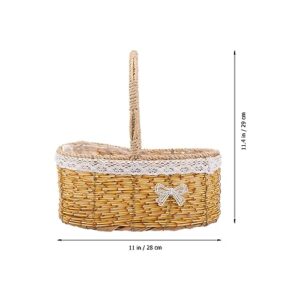 EXCEART decor hamper flower girl wedding basket woven hand-made basket empty gift basket wedding flower holder portable woven basket wedding gift basket flowers flower basket iron