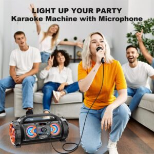 Bluetooth Speaker, 70w Speakers Bluetooth Wireless with Subwoofer, Colorful Lights, Microphone, FM Radio, Portable Bluetooth Speakers Loud Boom Box for Party, Outdoor