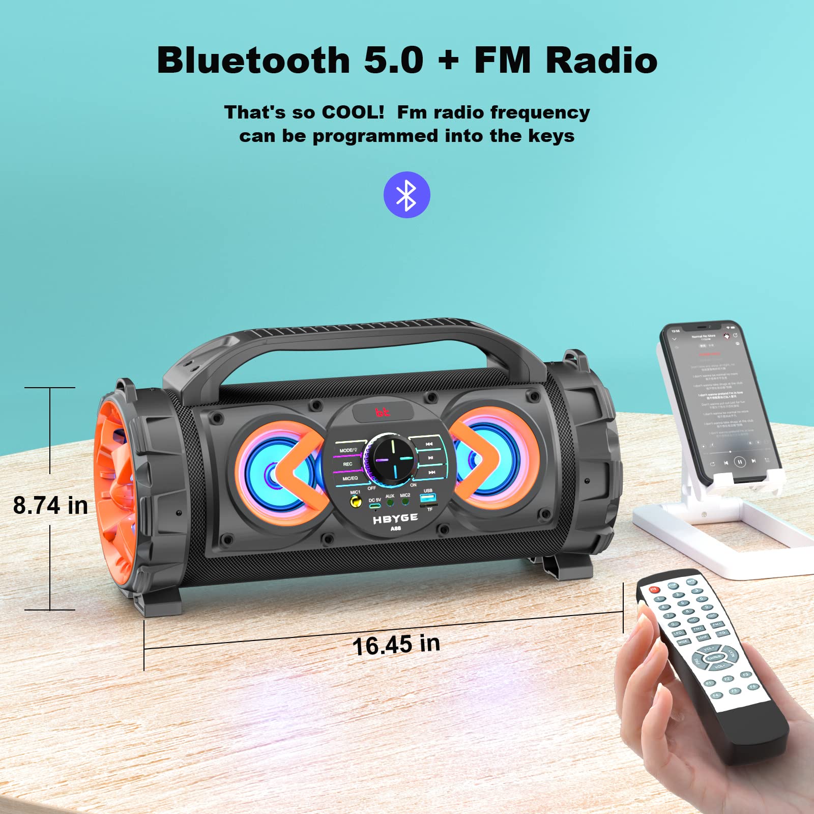 Bluetooth Speaker, 70w Speakers Bluetooth Wireless with Subwoofer, Colorful Lights, Microphone, FM Radio, Portable Bluetooth Speakers Loud Boom Box for Party, Outdoor