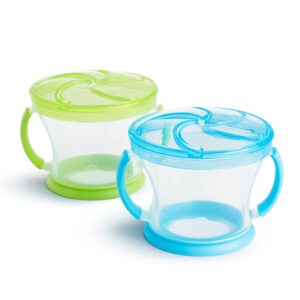 Munchkin® Any Angle™ Weighted Straw Trainer Cup with Click Lock™ Lid, 7 Ounce, 2 Count (Pack of 1), Blue/Green & ® Snack Catcher® Toddler Snack Cups, 2 Pack, Blue/Green