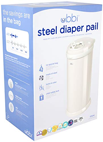 Ubbi Steel Diaper Pail and Refill Bags Bundle for Odor Control and Easy Disposal