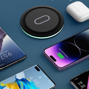 AILKIN Wireless Charger, 15W Samsung Wireless Charging Pad Fast Charging for Galaxy S24 S23 Ultra, Android Wireless Cargador Station for Google Pixel 8/8Pro/7/7a/7Pro/6 iPhone 15 Pro Max 15 Plus 14 13