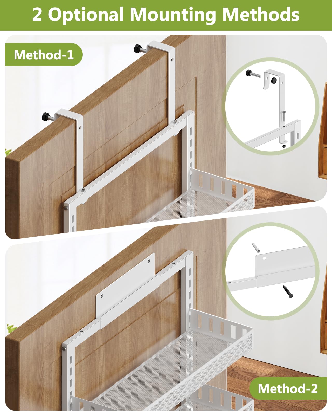 POKIPO 6-Tier Over the Door Pantry Organizer, Large Door Spice Rack with Adjustable Metal Baskets, Heavy Duty Hanging or Wall Mounted Storage Organizer for Kitchen Pantry and Room Wall