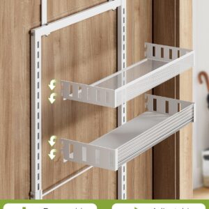 POKIPO 6-Tier Over the Door Pantry Organizer, Large Door Spice Rack with Adjustable Metal Baskets, Heavy Duty Hanging or Wall Mounted Storage Organizer for Kitchen Pantry and Room Wall