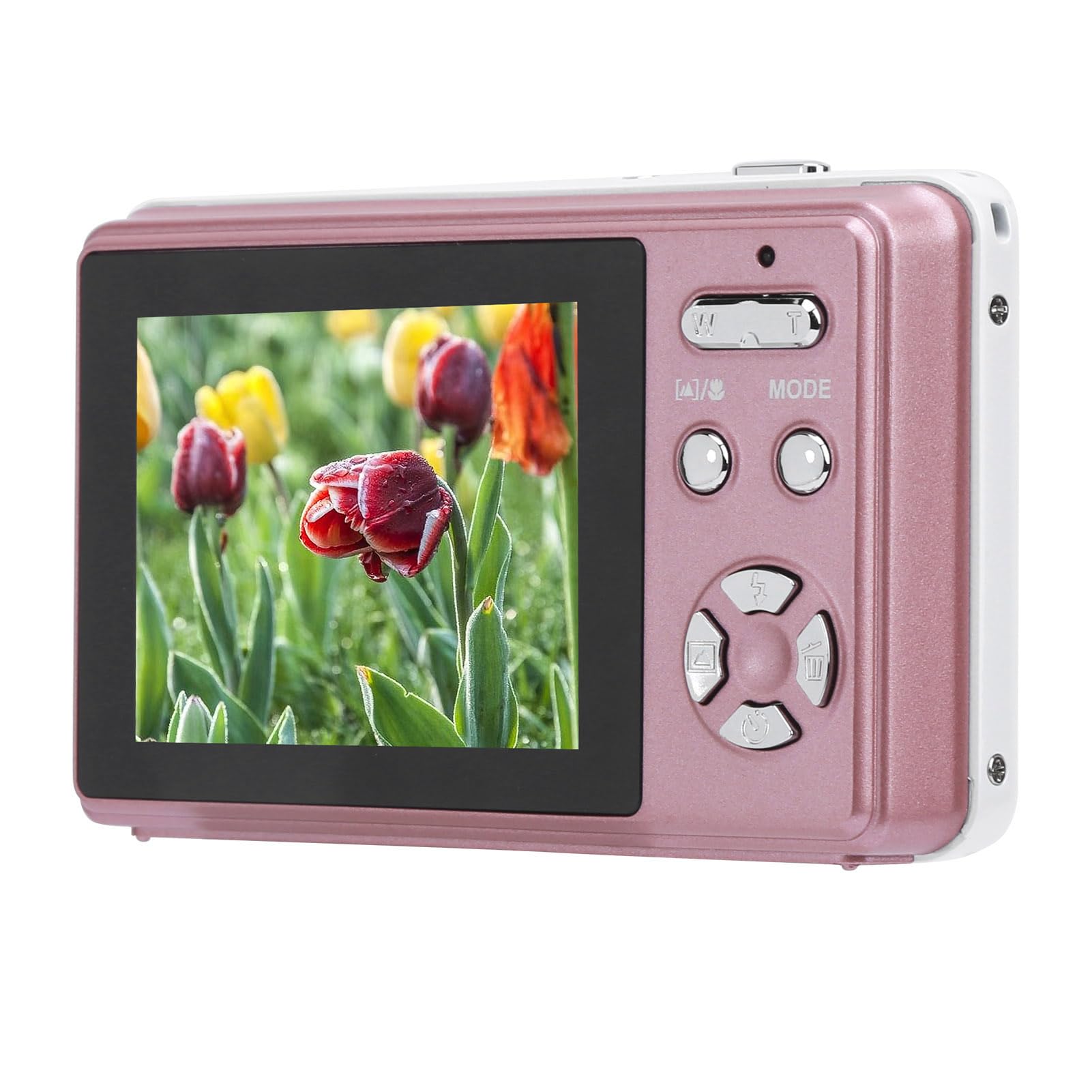 Beginner Digital Camera, 40MP Video, 16x Zoom, USB Rechargeable, Easy Download, Great School Students (Pink)