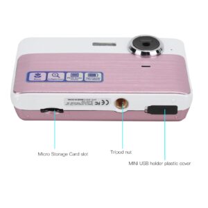 Beginner Digital Camera, 40MP Video, 16x Zoom, USB Rechargeable, Easy Download, Great School Students (Pink)