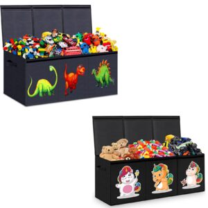 homemarvel toy box for boys, black dinosaur and horse pattern