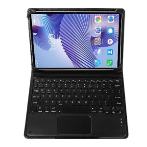 Jopwkuin Tablet PC, Octa Core CPU HD Tablet 8GB RAM 256GB ROM 10.1in FHD 5G WiFi 4G LTE with Keyboard for Travel (US Plug)