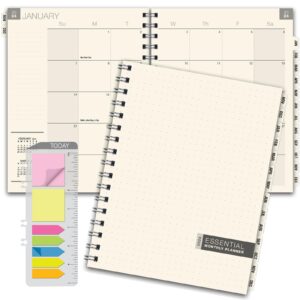 2024 essential 8.5"x11" monthly planner with tabs - 14 months (november 2023 through december 2024) - professional, simple, easy-to-use design. frosted vinyl covers for extra protection