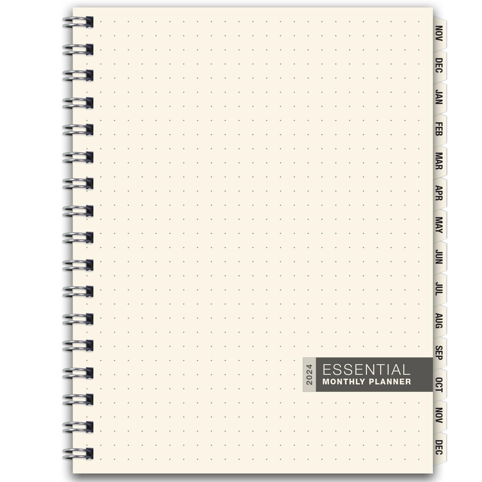 2024 Essential 8.5"x11" Monthly Planner with Tabs - 14 Months (November 2023 Through December 2024) - Professional, Simple, Easy-to-Use Design. Frosted Vinyl Covers for Extra Protection