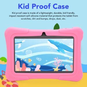 Android Tablet, 7Inch Android 10 Tablet, 1GB RAM 32GB ROM, 512GB Expandable, 3000mAh, Dual Camera, Quad Core 1.5GHz, Preinstalled Kids App, Gifts (Light Pink)