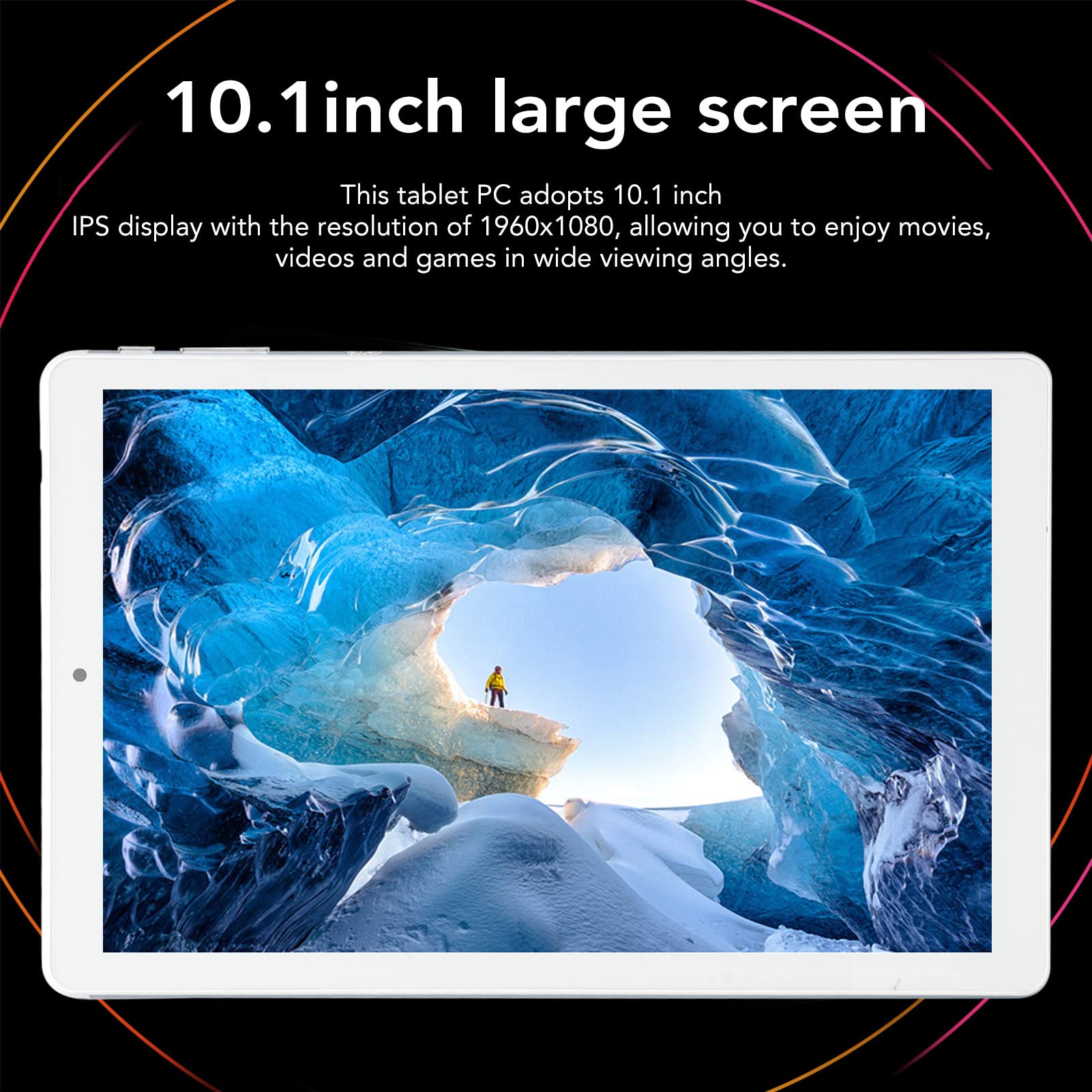 Ejoyous 10.1 Inch Tablet, Android 11 Tablet, 2.4G 5G Dual Band, 6GB 128GB RAM, Front 5MP Rear 13MP Camera, 1960x1080 IPS, Bluetooth 5.0, 8800mAh Calling Tablet 100‑240V (US Plug)