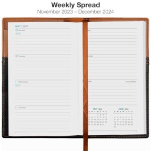 Global Printed Products 2024 Pocket Planner/Pocket Calendar 3.5" x 6": Includes 14 Months (November 2023 to December 2024) / 2024 Weekly Planner/Weekly Agenda/Monthly Calendar Organizer (Black/Brown)