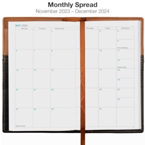 Global Printed Products 2024 Pocket Planner/Pocket Calendar 3.5" x 6": Includes 14 Months (November 2023 to December 2024) / 2024 Weekly Planner/Weekly Agenda/Monthly Calendar Organizer (Black/Brown)