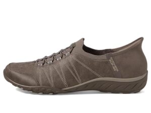 skechers women's breathe easy-home body sneaker, dark taupe, 12