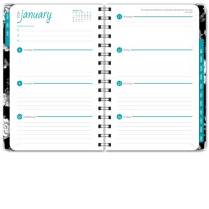 HARDCOVER 2024 Planner: (November 2023 Through December 2024) 5.5"x8" Daily Weekly Monthly Planner Yearly Agenda. Bookmark, Pocket Folder and Sticky Note Set (Monochrome Floral)