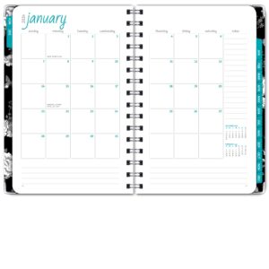 HARDCOVER 2024 Planner: (November 2023 Through December 2024) 5.5"x8" Daily Weekly Monthly Planner Yearly Agenda. Bookmark, Pocket Folder and Sticky Note Set (Monochrome Floral)