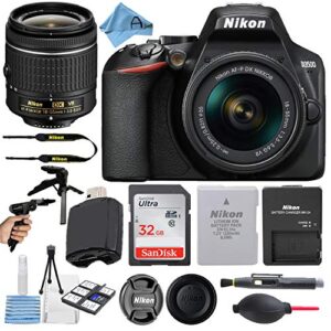 nikon d3500 24.2mp dslr digital camera with nikkor 18-55mm vr lens + sandisk 32gb memory card + hi-speed usb card reader + tripod + a-cell accessory bundle (renewed)