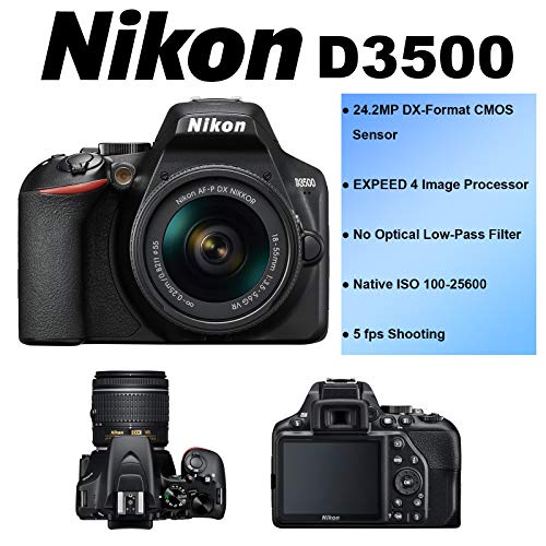 Nikon D3500 24.2MP DSLR Digital Camera with NIKKOR 18-55mm VR Lens + SanDisk 32GB Memory Card + Hi-Speed USB Card Reader + Tripod + A-Cell Accessory Bundle (Renewed)