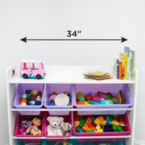 Humble Crew, White/Pink/Purple/Aqua Forever Toy Organizer with Shelf and 9 Storage Bins