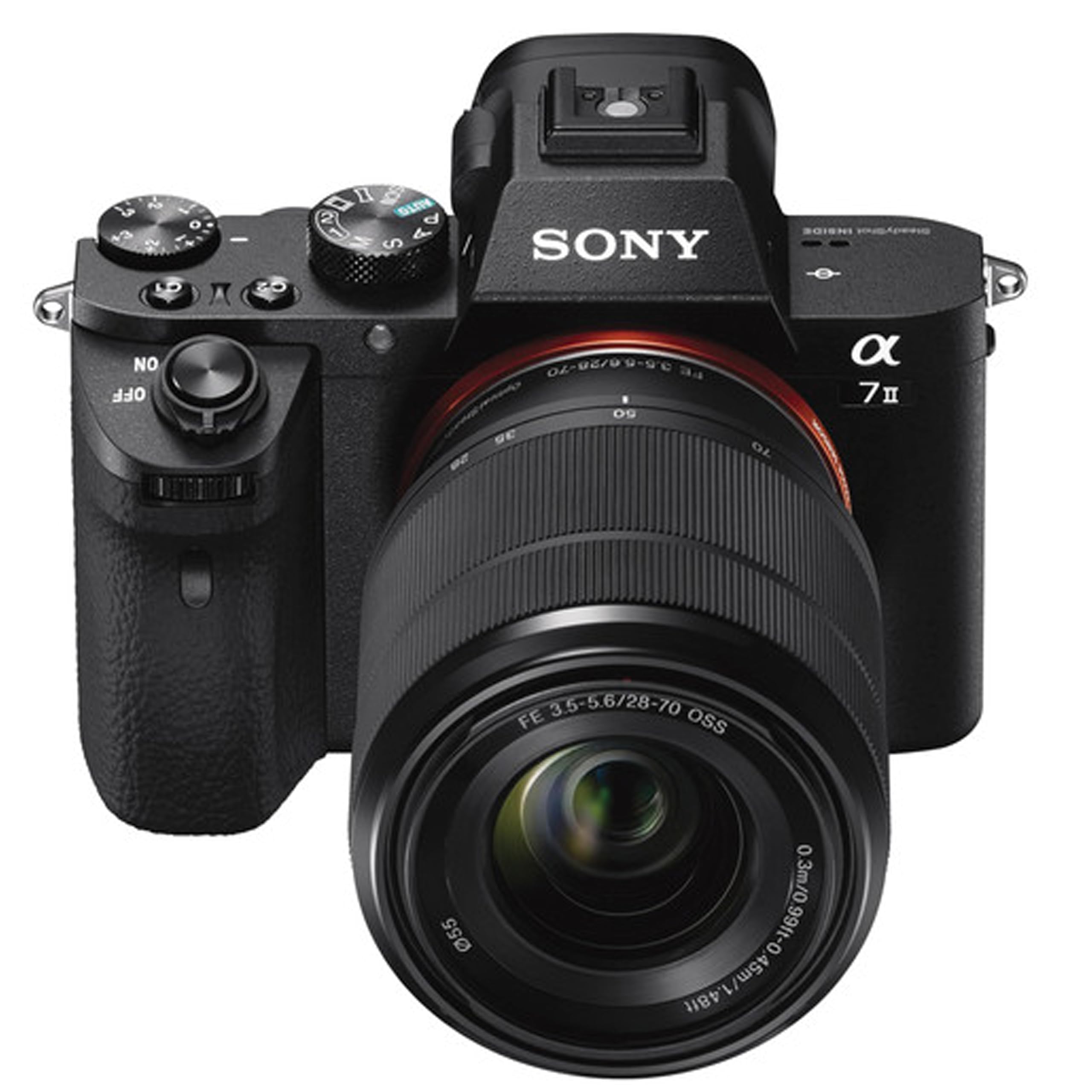 Sony a7 II Mirrorless Digital Camera 24MP w/ 28-70mmmm Lens, 128GB Memory,.43 Wide & 2X Lenses, Case. Tripod, Filters, Hood, Grip,Spare Battery & Charger, Software Kit -Deluxe Bundle