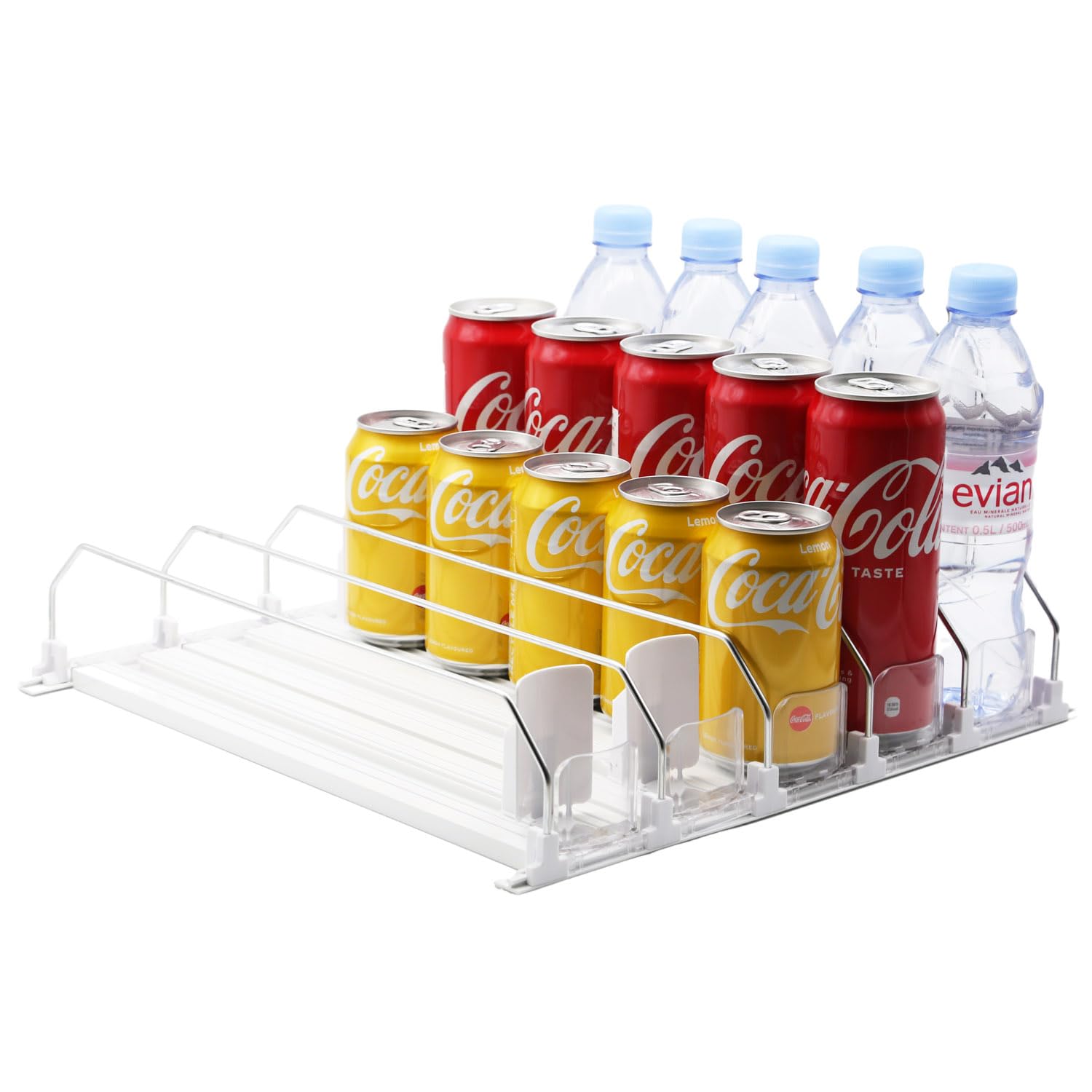 Drink Dispenser for Fridge,Automatic Pusher Glide Soda Can Dispenser for Refrigerator and Adjustable Width - Storage 25 Cans