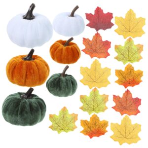 nolitoy 1 set decorations autumn plush model pumpkin decor 8 cm thanksgiving tabletop adorn artificial foam pumpkin artificial pumpkin adorn supplies decorate cloth maple leaves model