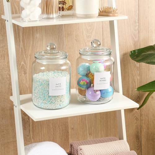 4 Pack Glass Jars with Lids and Labels, Glass Containers for Laundry Room Organization and Storage, Half Gallon Airtight Glass jars Holder for Laundry Detergent, Pods, Scent Booster Beads, 4 Spoons