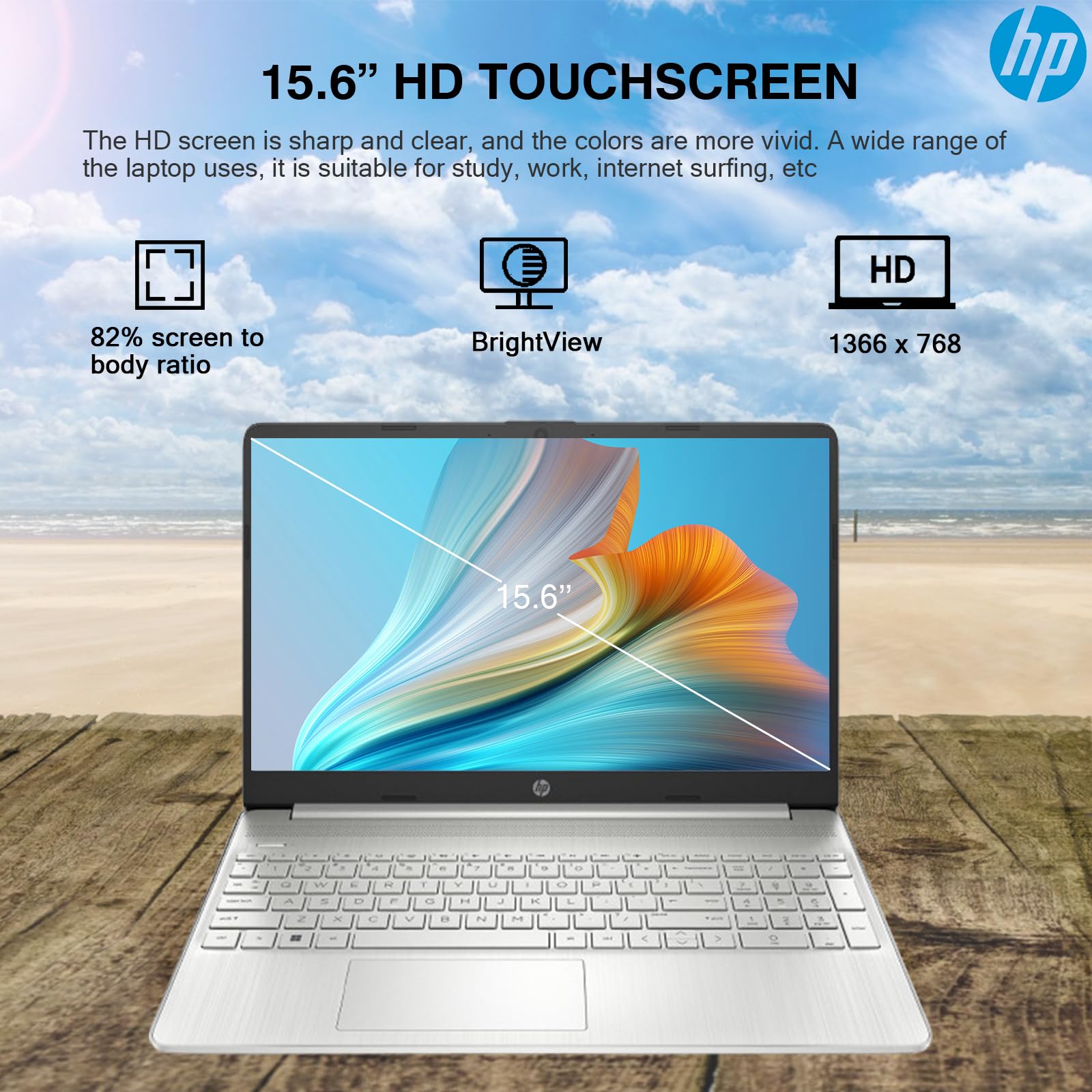 HP Laptop Computer, 15.6 Inch HD Touchscreen Display, 11th Gen Intel Core i3-1115G4(Beat i5-1035G4), 8GB RAM, 256GB SSD, Windows 11 Pro, Webcam, HDMI, WiFi 5, Silver, PCM