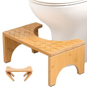 ifedio toilet stool, poop stool,bamboo 7 inch toilet potty stool,foldable squat stool potty with anti slip layer,toilet stool squat adult