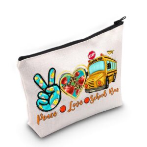 wzmpa school bus driver survival kit school bus driver inspired gift peace love school bus zipper pouch bag school bus driver appreciation gift (peace school bus)