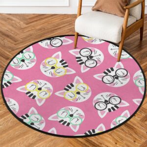 tavisto 3 ft cat background round desk chair mat non-slip soft desk floor mat washable floor mat for office living room bedrooms laundry room foyer doorway