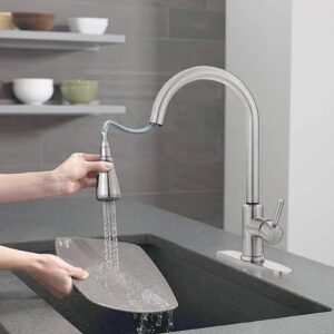 MSTJRY Touch Kitchen Faucet with PullDown Sprayer,Kitchen Sink Faucets with Pullout Sprayer,Touch Kitchen Faucet,Stainless Steel Touch Faucet,Touch Faucet for Kitchen Sink(Brushed Stainless Steel)