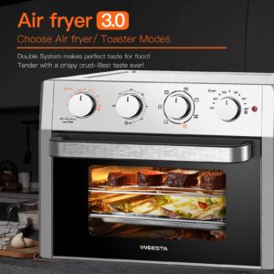 WEESTA 8-in-1 Air Fryer Toaster Oven Combo with Bake, Grill, Broil, Convection Toaster Oven, 24QT, Three Layers, Precise Temperature Control, With Air Fry Basket, Rack & Tray, 1500W