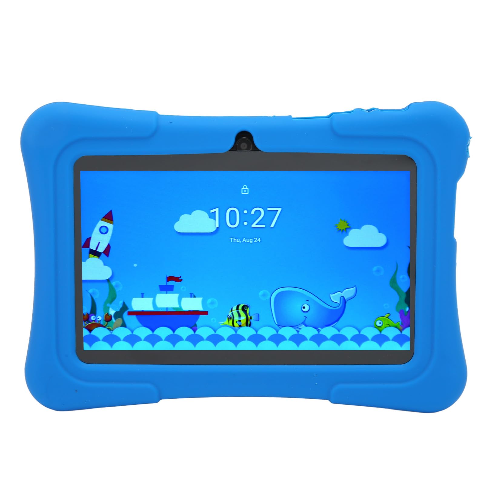 7 Inch Tablet for Android 10.0, 32GB ROM Quad Core for Android 10 Tablet, WiFi, Bluetooth, Dual Camera, with Soft Silicone, for Learning, Watching and Playing Games (US Plug)