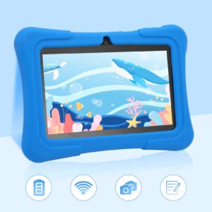 7 Inch Tablet for Android 10.0, 32GB ROM Quad Core for Android 10 Tablet, WiFi, Bluetooth, Dual Camera, with Soft Silicone, for Learning, Watching and Playing Games (US Plug)