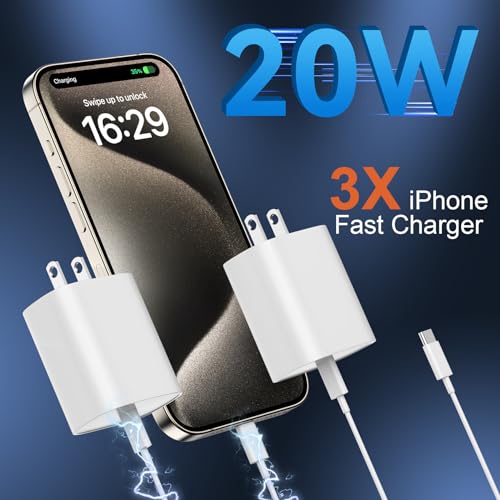 iPhone 15 Charger Fast Charging, 20W USB C iPhone 15 Pro Max Charger Block with 10FT Long USB C Fast Charging Cable Cord for iPhone 15/15 Pro Max/15 Pro/iPad Pro 12.9/11, Samsung Galaxy S24 Ultra Plus