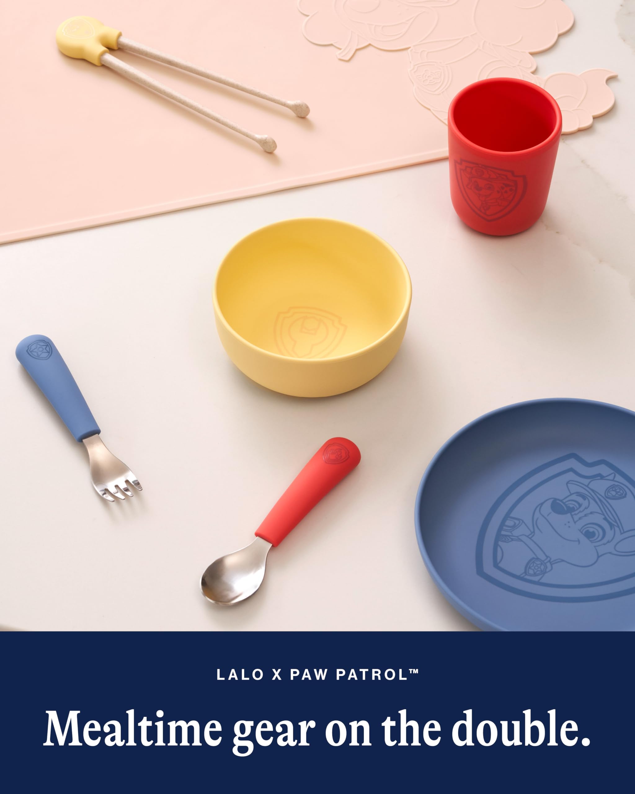 Lalo PAW Patrol Silicone Placemat for Toddlers & Babies - Non-Slip Kids Placemat for Restaurants & Dining Tables - Non-Toxic & BPA Free Safe - for Ages of 4 Months and Up - Chase