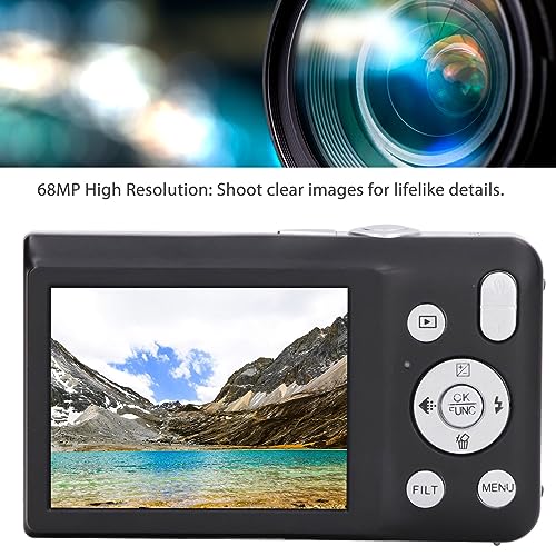 8K Digital Camera, 1080P FHD Vlogging Camera with 2.7 Display, Auto Focus Selfie Camera with 20 Beauty Filters, Mini Compact Camera for Kids Teens Adult Beginner (Black)