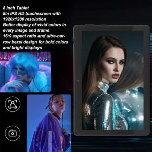 8 inch Tablet for Android 11, 6+128GB, 1920x1200 HD Screen, MT6753 8 Core, 4G LTE Calling Tablet, with BT Earbuds (Black)