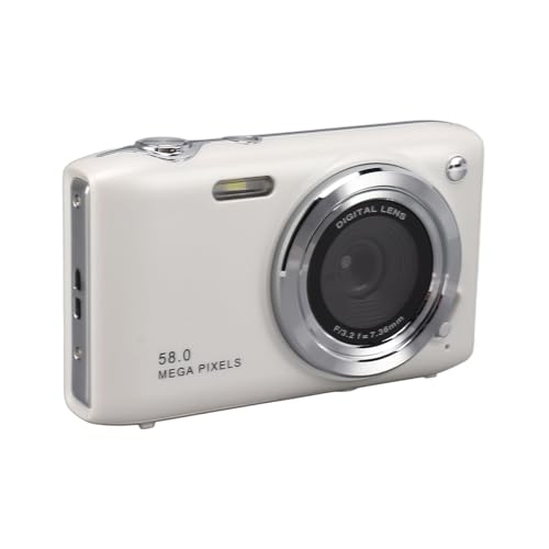 Teens Small Camera, 58MP 2.88 Inch IPS Screen 4K Digital Camera Automatic Beauty Mode 16X Zoom Slim and Lightweight for Vlogging (White)