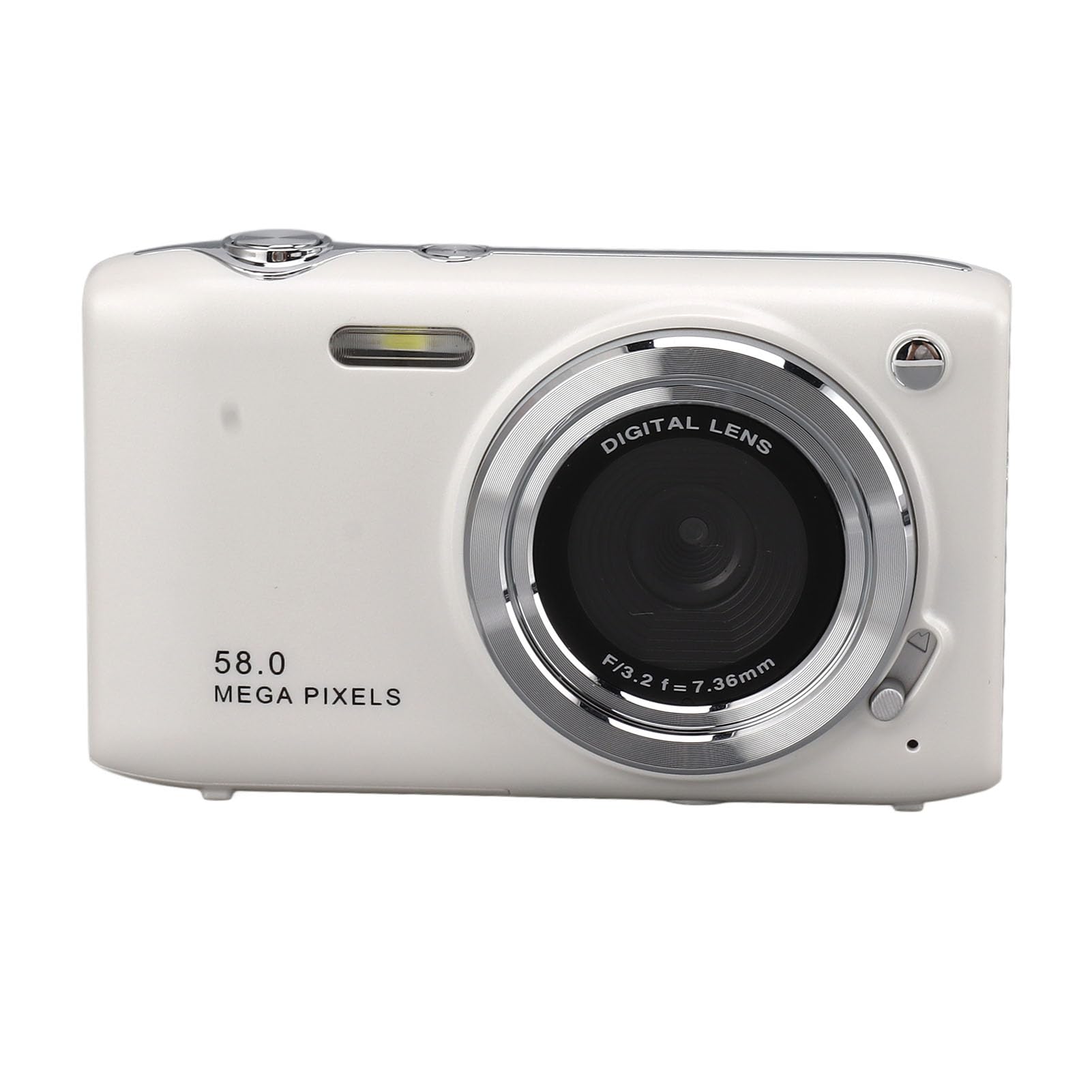 4K Digital Camera, Slim and Lightweight 58MP Autofocus Automatic Beauty Mode Teens Small Camera 2.88 Inch IPS Screen 16X Zoom for Travel (White)