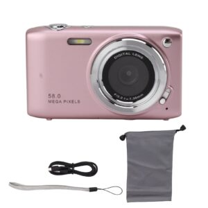 4K Digital Camera, 2.88 Inch IPS Screen, Slim and Lightweight Auto Focus Teen Small Camera, 58MP Auto Exposure for Travel (Pink)