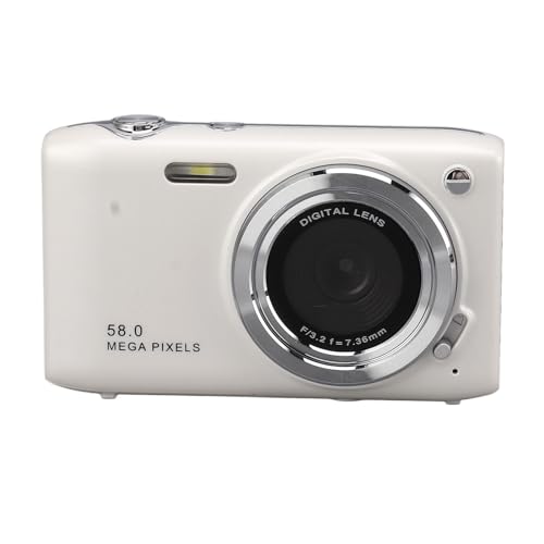 4K Digital Camera, Compact Camera Automatic Exposure Slim and Lightweight for Vlogging (White)