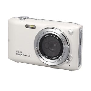 4K Digital Camera, Compact Camera Automatic Exposure Slim and Lightweight for Vlogging (White)